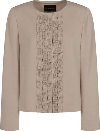 Emporio Armani Jacke mit R&uuml;schen - - Jackets - Damen - Beige - S