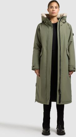 Khujo Wintermantel KHUJO AGNETA2, Damen, Gr. XS, muted gr&uuml;n, 100% Polyester, unifarben, eingesetzt Rippstrickb&uuml;ndchen mit Druckkn&ouml;pfen, M&auml;ntel Wintermantel,