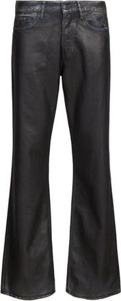 Acne Studios Pantalon droit en coton et cuir m&eacute;lang&eacute;s