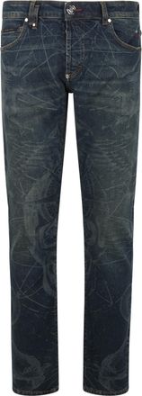 Philipp Plein Printed Super Straight Cut Jeans Tattoo