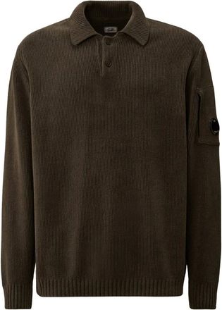 C.P. Company C.p. Company, Homme, Tops, Brun, Taille: S Pull Polo en Chenille de Coton