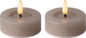 Lumineo LED Teelichter mit Timer 6,5x5cm 2 St&uuml;ck - Outdoorkerzen batteriebetrieben mit 6 Stunden Timerfunktion - Flammenlose Kerzen als Outdoor Tischkerzen De