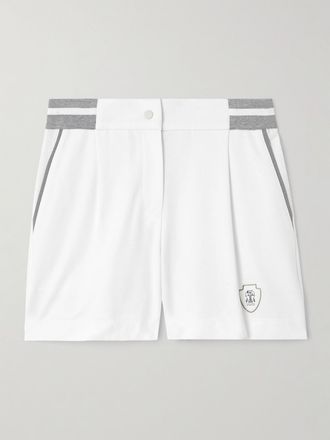 Brunello Cucinelli Tennis-shorts Aus Stretch-jersey Aus Baumwolle Mit Stickerei - Wei&szlig;