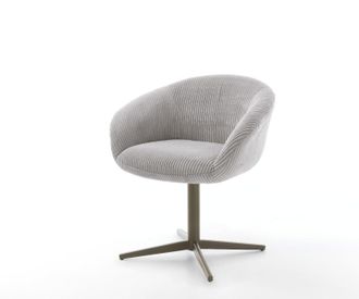 DELIFE Drehstuhl Vinka-Flex mit Armlehnen Cord Silbergrau Fu&szlig;kreuz Effektfinish Titan 360&deg; drehbar Taschenfederkern, Esszimmerst&uuml;hle