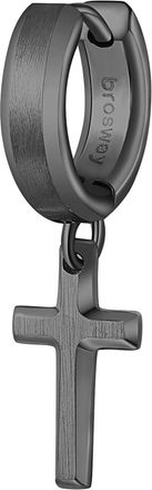 Brosway INK Einzelohrring aus 316L-Edelstahl mit rutheniumfarbener PVD-Beschichtung und kreuzf&ouml;rmigem Anh&auml;nger, BIK28