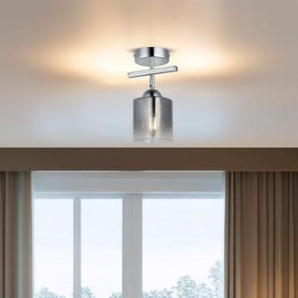 Opviq Elegant Chrome Chandelier, Metal Body with Glass Cap, &Oslash;10 cm, 27 cm Height, E27 Socket, Max 40W, Stylish Lighting for Modern Spaces, IP20 Rated