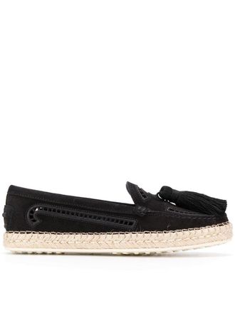 Tod's espadrilles &agrave; d&eacute;tail de pompon - Noir
