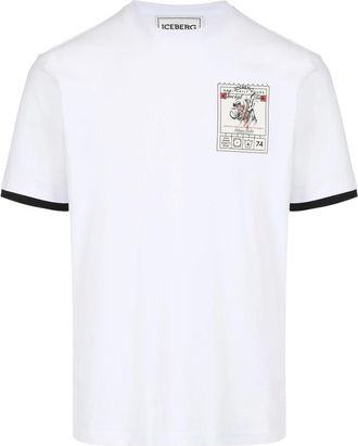 Iceberg Homme, Tops, Blanc, Taille: XL T-shirt en jersey de coton coupe classique