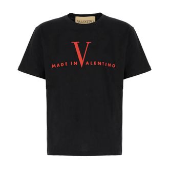 Valentino Garavani Baumwoll-T-Shirt mit Made-In-Print - - Tops - Herren - Schwarzk - 2XL