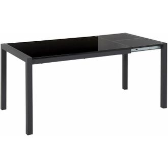 Beliani Beliani - Esstisch Schwarz 120/160 x 80 cm rechteckig ausziehbare Tischplatte f&uuml;r 6 Personen modern schlicht f&uuml;r Esszimmer K&uuml;che
