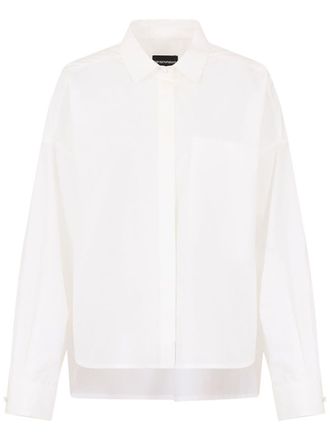 Emporio Armani chemise en coton &agrave; &eacute;paules tombantes - Blanc