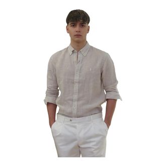 Polo Ralph Lauren Homme, Chemises, Beige, Taille: S Chemise ray&eacute;e en lin
