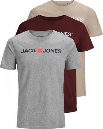 Jack & Jones Herren JJECORP Logo Tee SS Crew Neck 3PKMP, Crockery/1Crockery1LGM1PortRoy, XXXL