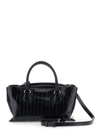 Osoi Womens Shoulder Bag Shell Brot Mini Black Leather Cow