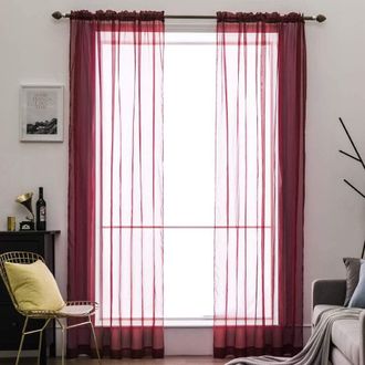 Miulee Voile Vorhang Transparente Gardine aus Voile Einfarbig Stangendurchzug Transparent Wohnzimmer Luftig Dekoschal für Schlafzimmer 2er Set 280 x 140cm (H