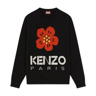 Kenzo Homme, Pulls, Noir, Taille: M Pull en laine Noir Fleur Boke