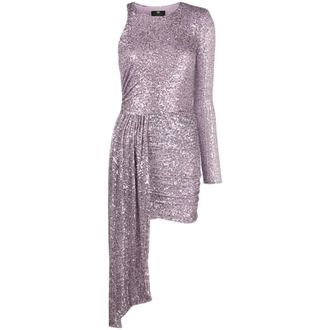 Elisabetta Franchi Abito Corto Monospalla Paillettes - - Dresses - Damen - Lila - S