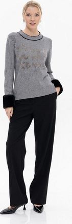 Passioni Strickpullover mit Pelzmanschetten und Struktur