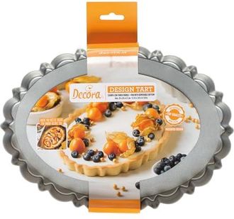 Decora 0075055 Kuchenform mit beweglichem Boden, Maße: 29 x 20 x 3 cm, aus antihaftbeschichtetem Stahl, oval, macht es einfach, die Kuchen zu entformen, Desi