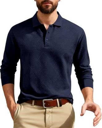 Generic Polo l&eacute;ger et classique pour homme, coupe classique, style d&eacute;contract&eacute;, vintage, boutonn&eacute;, doux et confortable, t-shirt de travail, bleu marine, 5XL