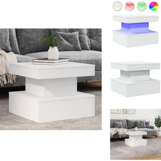vidaXL Vidaxl - Couchtisch mit LED-Leuchten Wei&szlig; 50x50x40 cm - Couchtisch - Wohnzimmerstil - led Beleuchtung - Holzwerkstoff - Wei&szlig;er Couchtisch