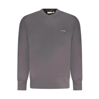 Calvin Klein Schwarzer Baumwoll-Crew-Neck-Sweatshirt - - Sweatshirts & Hoodies - Herren - Grau - 2XL