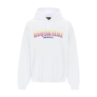 Dsquared2 Sonnenuntergangsverlauf Logo Hoodie - - Sweatshirts & Hoodies - Herren - Wei&szlig; - M