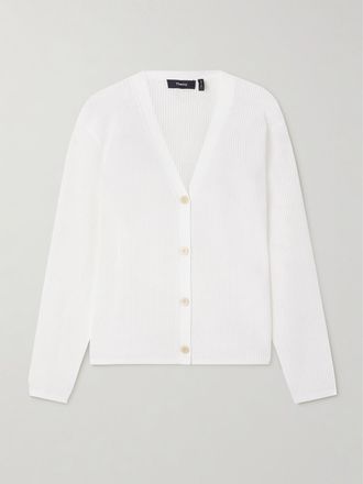 Theory Cardigan En Mailles Pointelle - Blanc