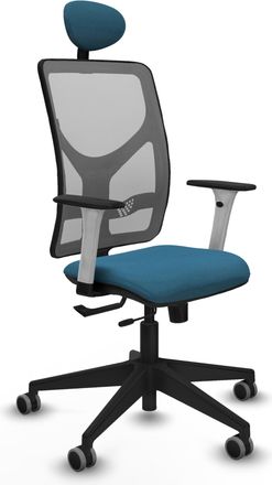 Piqueras y Crespo Gr&uuml;ner Drehstuhl mit wei&szlig;en und schwarzen Armlehnen, h&ouml;henverstellbarer Lendenwirbelst&uuml;tze und festem Kopfteil, ausgestattet mit Syncro/Traslack. Grau