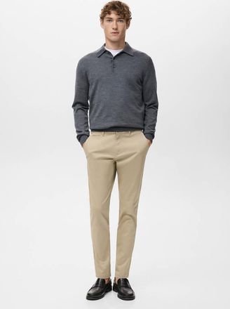 Mango Pantalon Prato chino super slim fit cropped beige - Homme - 36 - MANGO MAN