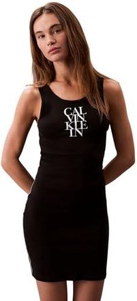 Calvin Klein Robe-D&eacute;bardeur Femme Cotton Rib Mini, Noir (Black), XS