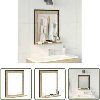 vidaXL Miroir avec &eacute;tag&egrave;re - Miroir de salle de bain avec &eacute;tag&egrave;re Noir 50 x 12 x 60 cm