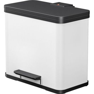Hailo Poubelle de tri s&eacute;lectif 2 bacs &agrave; p&eacute;dale 25L (17+9) &Ouml;ko Duo Plus l Coloris - Blanc