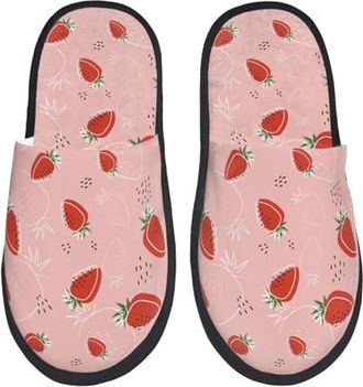 Generic Imprim&eacute; Fraise Pantoufles En Peluche Confort Pantoufle Antid&eacute;rapants Slippers Pour Femme Int&eacute;rieur Unisex M