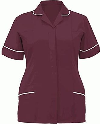Generic Tunique M&eacute;Dicale Femme Col en V Manche Courte Blouse Infirmiere Uniforme De Travail Haut Et Pantalon Tenue Aide Soignante Professionnelle Esth&eacute;Ticienn