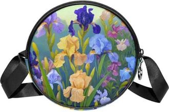 Generic Iris Petit sac &agrave; bandouli&egrave;re rond pour femme avec fermeture &eacute;clair et bretelles r&eacute;glables