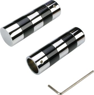 Liedeco Endstück, Endknopf Murcia | Gardinenstangen 20 mm Piano Klavierlack-Serie | 2 Stück | schwarz/Chrom-Glanz