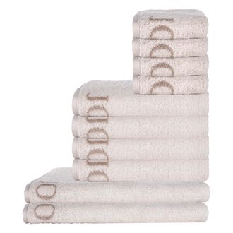 Joop Handtuch Set, 10-TLG. - Classic, 2X Duschtuch, 4X Handtuch, 4X G&auml;stetuch Creme Set