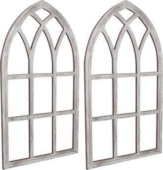 Cabilock Ipetboom 2st&uuml;cke Bogenfensterrahmen Dekoration f&uuml;r Wand im Landhausstil Rustikale Holzfensterrahmen f&uuml;r Alte Vintage-fensterrahmen Bogenfensterrahmen 