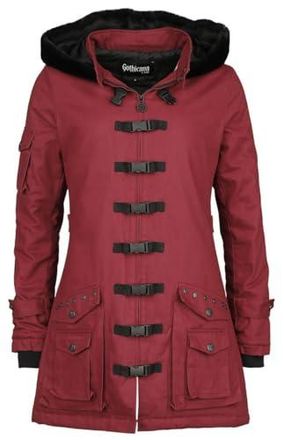 Gothicana by EMP Femme Veste de transition rouge fonc&eacute; l&eacute;g&egrave;rement doubl&eacute;e avec fente dacc&egrave;s &agrave; larri&egrave;re XL