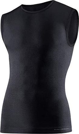 Brubeck Débardeur en laine mérinos pour homme - T-shirt sans manches pour homme - Débardeur sans manches - Sous-vêtement thermique pour homme, Noir, 3XL Grand