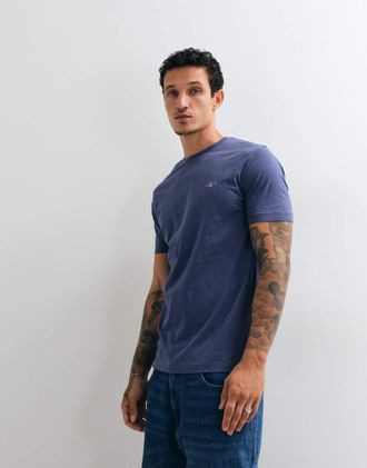 GANT t-shirt &agrave; manches courtes coupe regular avec logo bouclier en bleu moyen