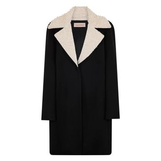 Valentino Garavani Eleganter schwarzer Mantel mit juwelenbesetztem Kragen- verziert mit Pailletten und Perlen - - Coats - Damen - Schwarzk - 3XL