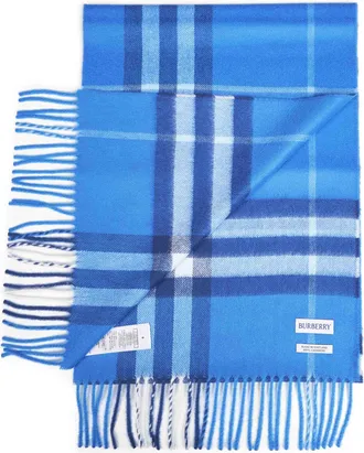Burberry Cashmere Check Scarf - Blue