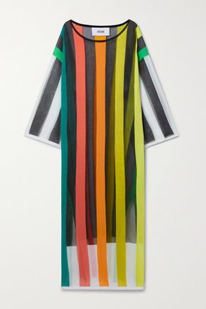 Christopher John Rogers Maxikleid Aus Gestreiftem Strick - Orange