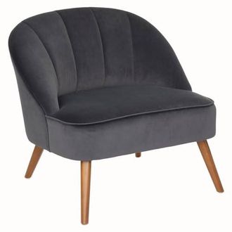 Atmosphera Atmosphera - Fauteuil Naova Velours Gris, L 78 x H 71 cm - pour Salon, Chambre, Bureau