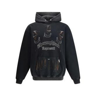 Represent Represent, Homme, Sweatshirts et sweats à capuche, Noir, Taille: L Sweat à Capuche avec Imprimé Maxi Chien et Poche