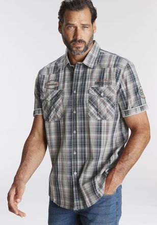 Man's World Kurzarmhemd MANS WORLD, Herren, Gr. XXXL (47/48), N-Gr, wei&szlig; (blau, wei&szlig;, kariert), Web, Obermaterial: 100% Baumwolle, kariert, bequem normal, abgeste