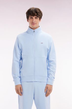 Eden Park Sweatshirt Zipp&eacute; En Coton Ciel Coupe Droite