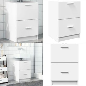 vidaXL Waschbeckenunterschrank Wei&szlig; 40x37x59 cm Holzwerkstoff - Waschtischunterschrank - Badezimmerm&ouml;bel - Badschrank - Holzwerkstoff - Wei&szlig;er Badschrank